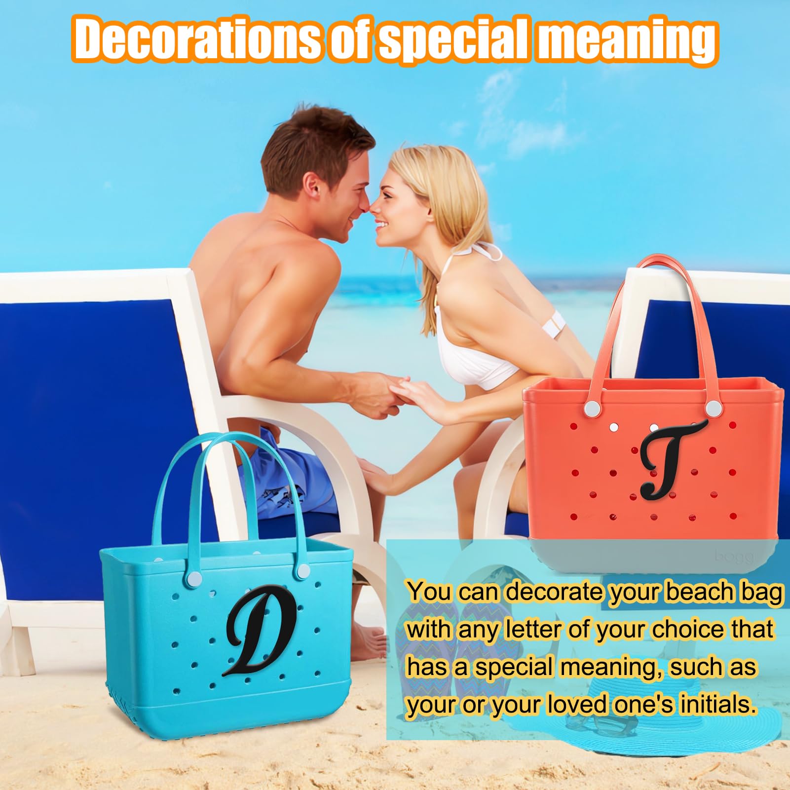 Mity rain Letter Charms for Bogg Bag,Alphabet Lettering Accessories Charms Compatible with Bogg Bag Original All Models, Insert Decorative Letter for Handbag Beach Tote Bag A Black