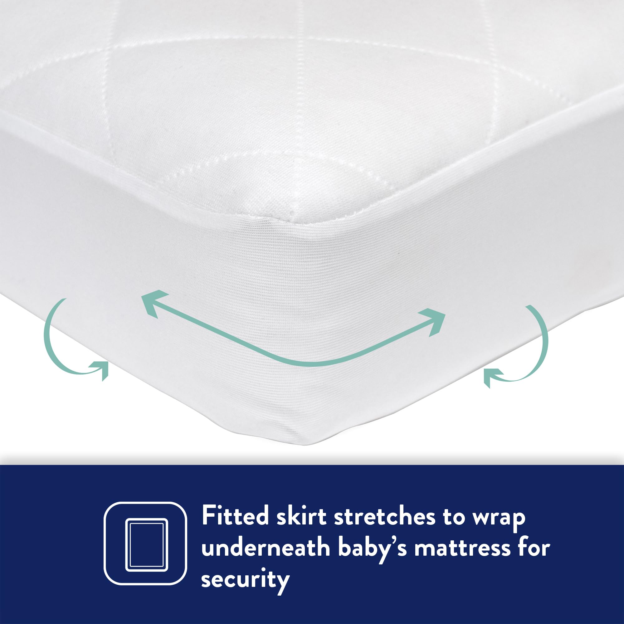 Kolcraft Fitted Waterproof Baby Crib Mattress Protector, Crib Mattress Topper, Crib Mattress Pad, Toddler Bed Mattress Protector, Machine Washable/Dryer Friendly, 52β x 28β- White