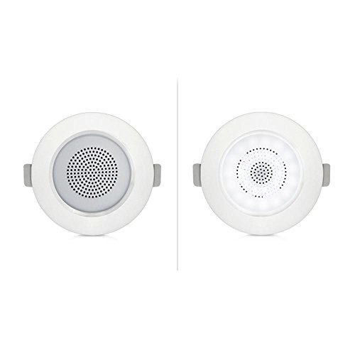 Pyle 4” Pair Flush Mount in-Wall in-Ceiling 2-Way Home Speaker System Built-in LED Lights Aluminum Housing Spring Clips Polypropylene Cone & Tweeter 2 Ch Amplifier 160 Watts (PDICLE4),White