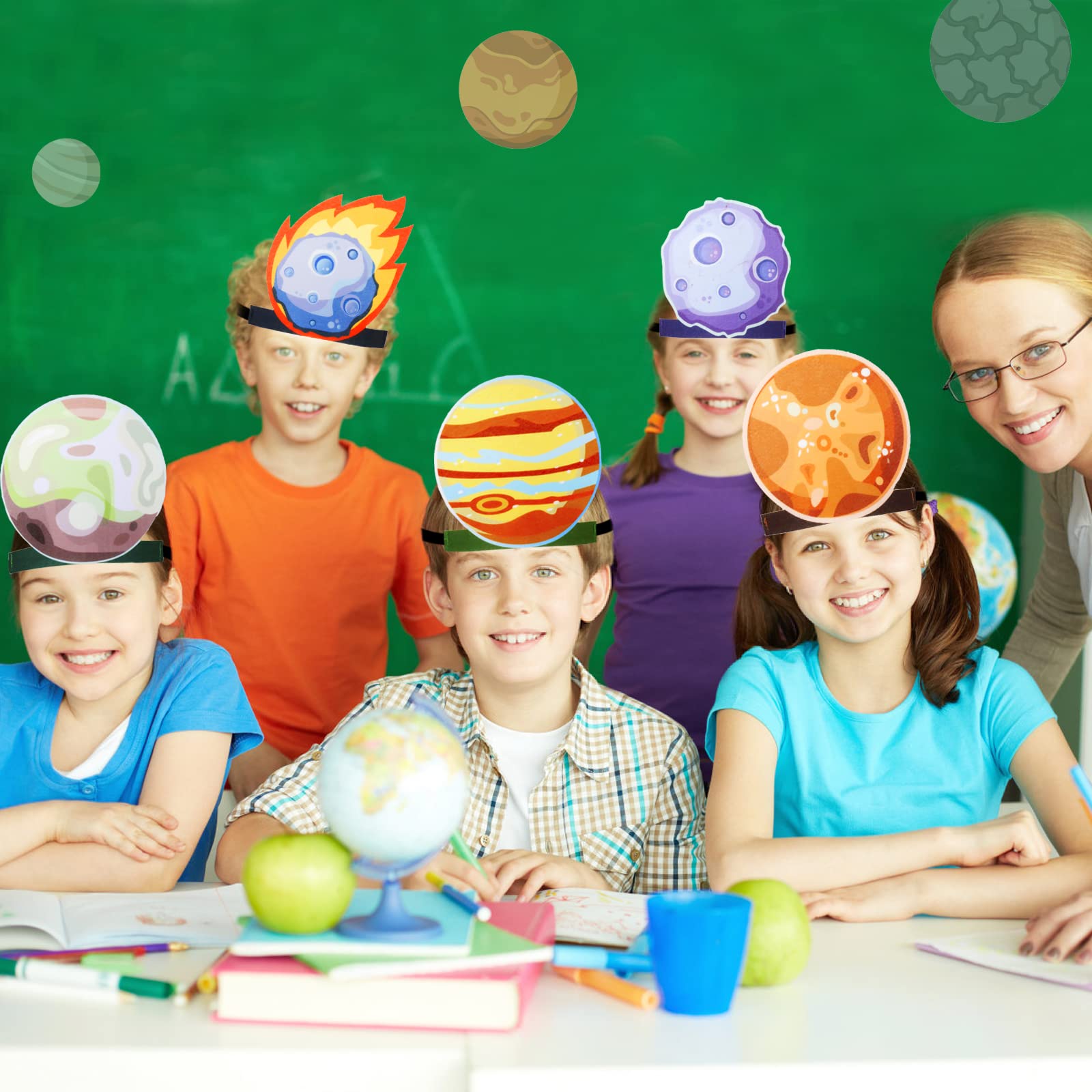 iROLEWIN 13 PCS Solar-System-Planets-Headbands for Toddler-Kids Outer Space-Party-Favors Hats Preschool Early Learning Interactive Storytelling Play Kit Gift for Boys Girls