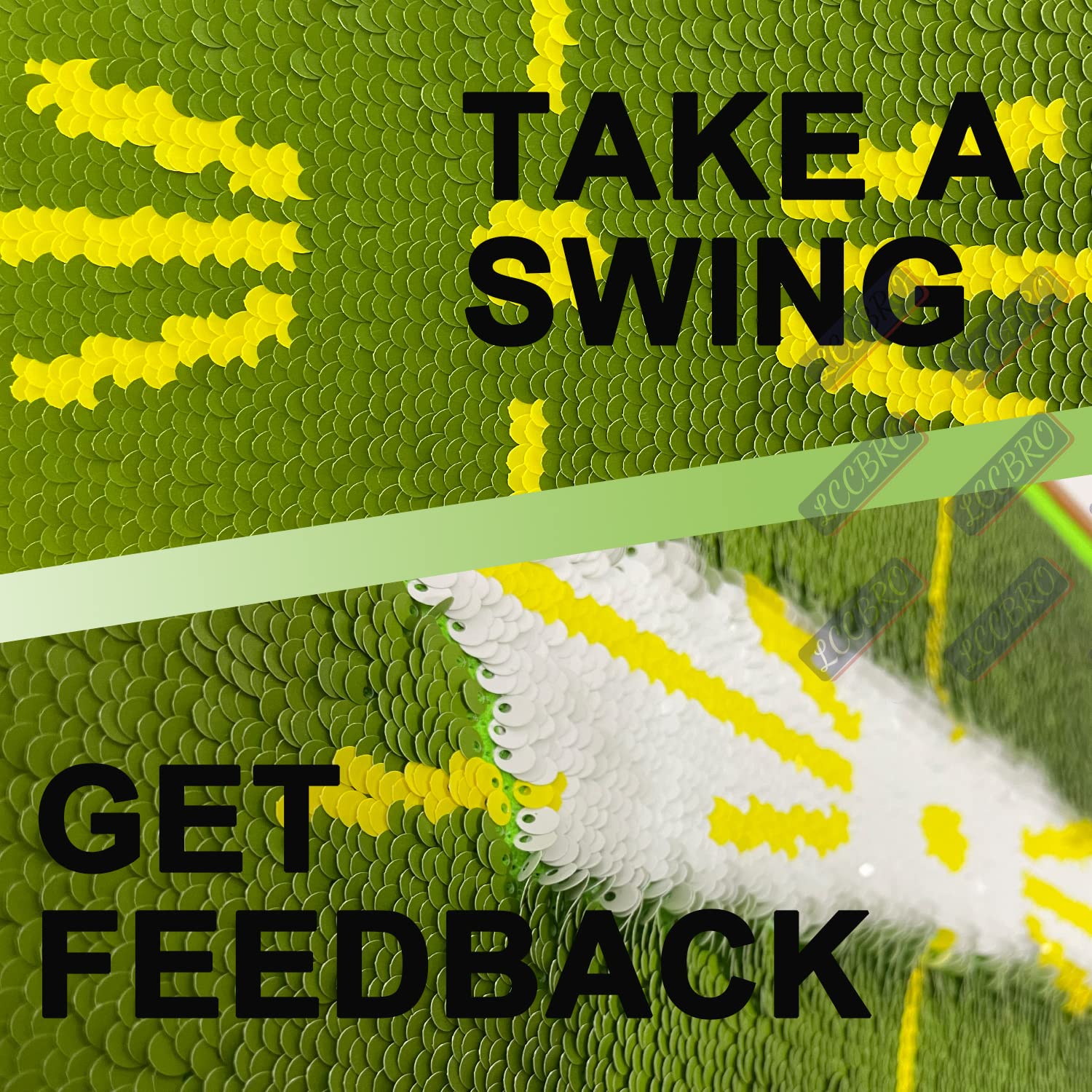 LCCBRO New Golf Training Mat for Swing Detection Batting with Base, Golf Swing Trainer Practice Mat Indoor Outdoor, Golf Swing Aids, 12x16 Inch (Green)