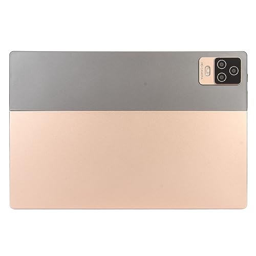 Jopwkuin FHD Tablet, 2 in 1 8 Core CPU 100-240V 8GB RAM 256GB ROM Gold 10.1 Inch Tablet Supports Fast Charging for Reading (US Plug)