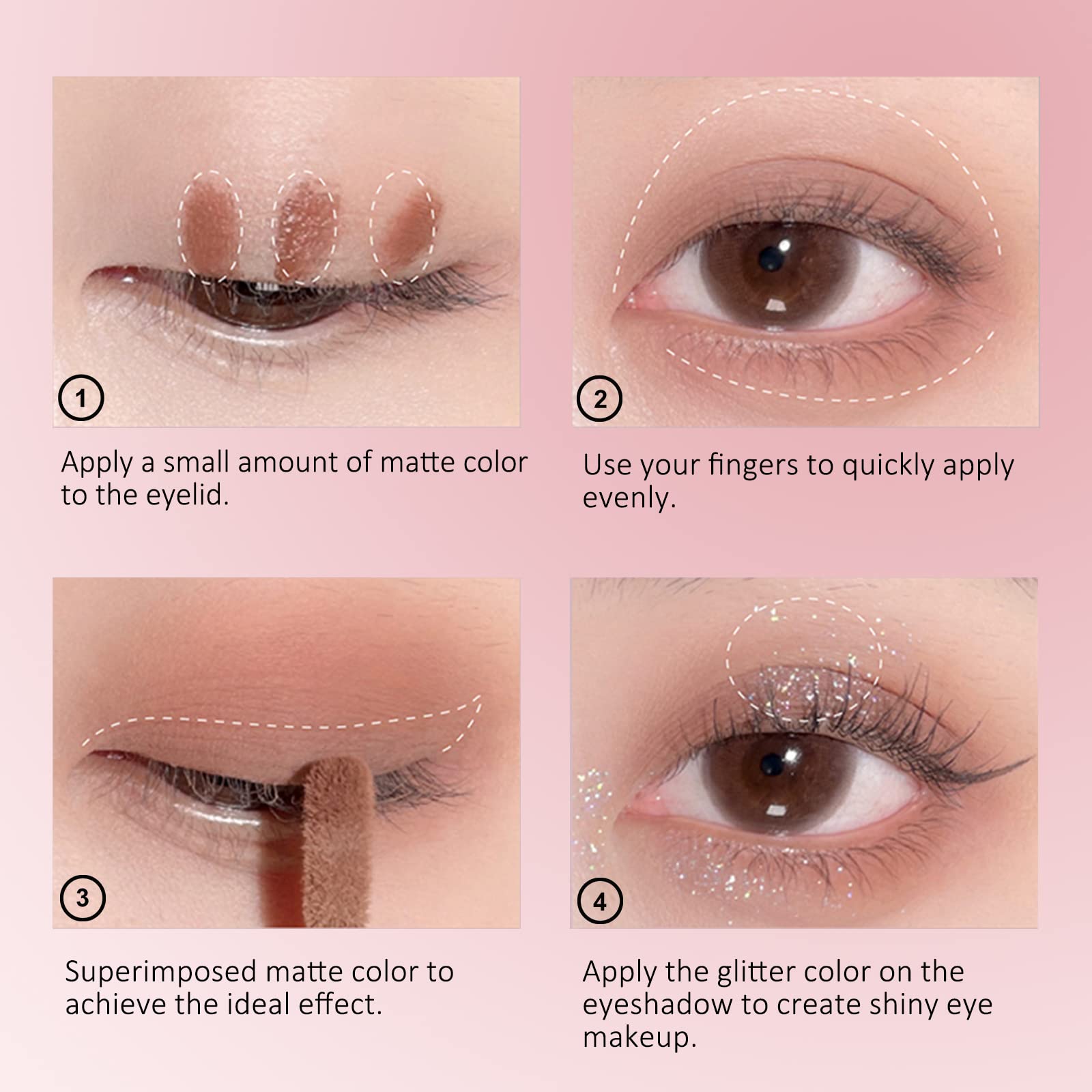 Erinde [6PCS Liquid Glitter Matte Eyeshadow, Liquid Glitter Eyeliner and Matte Cream Eyeshadow 2 in 1, Quick Drying, Easy to Apply, Long Lasting Korean Shimmer Matte Eyeshadow Christmas Eye Makeup