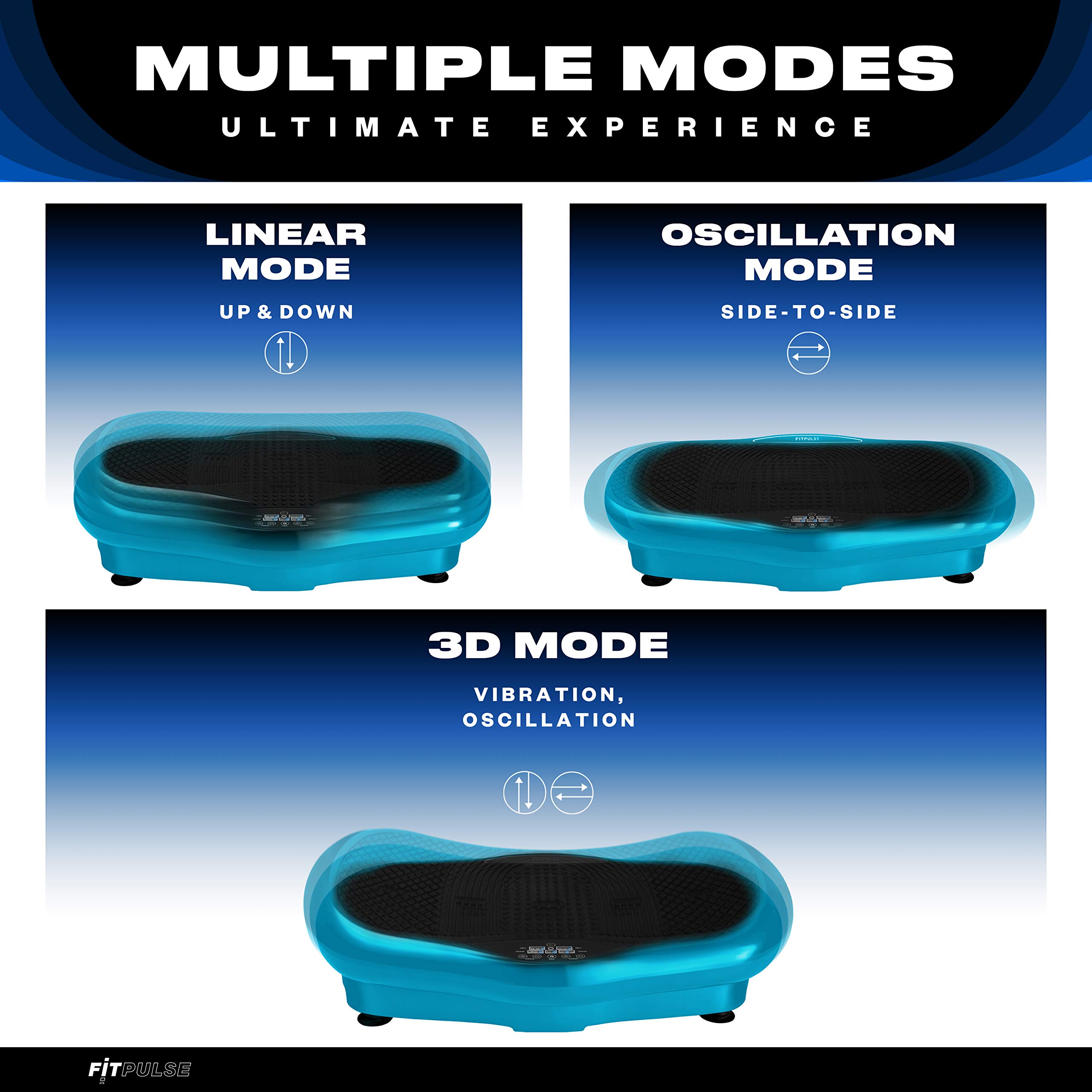 FITPULSE PRO Vibration Plate Exercise Machine - Dual Motor Vibration Platform Machine Vibrating Platform - Body Vibration Machine Vibrating Machine Vibration Plates Light Blue Vibrating Plate