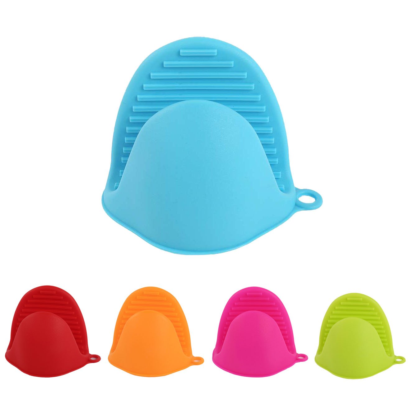 JCBIZ 2-Pack Silicone Oven Mitts Heat Resistant Microwave Cooking Baking Tools Kitchen Accessory Skid Pinch Grips Gloves Silicone Pot Holder Blue