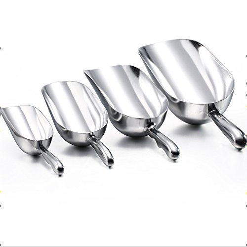 Ice Cube Scoop Cast Aluminum Shovel Scoops Kitchen Utility Scoops Set Contoured Handle, Ice Scooper for Ice Maker Freezer Coffee Bean Food Candy Flour Popcorn Rust Free 12 oz