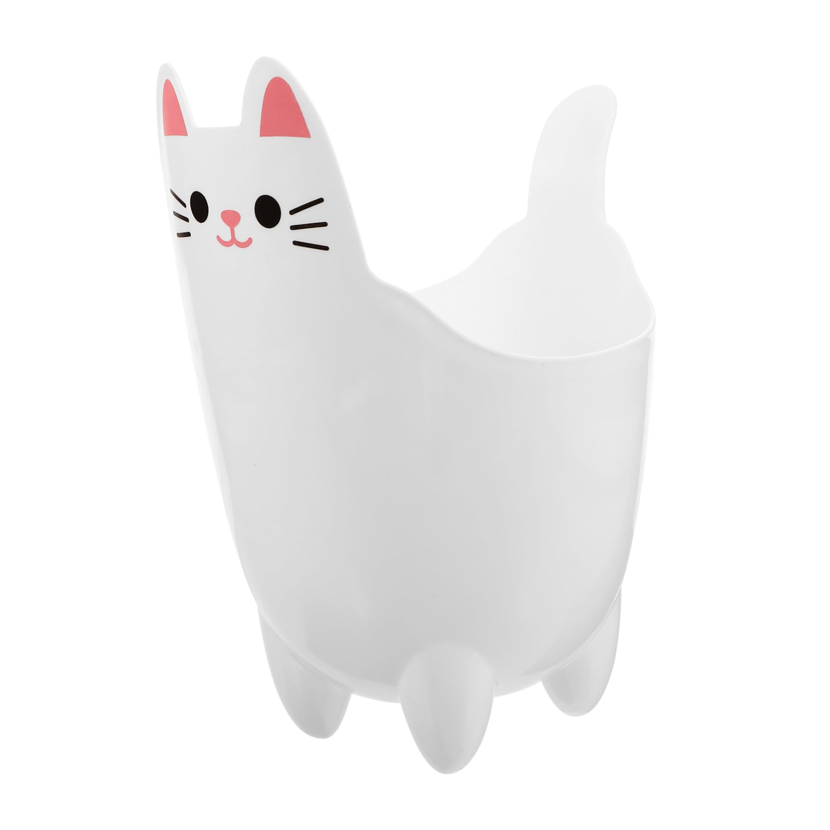 OKUMEYR Cat Shaped Trash Can, Mini Desktop Trash Can with Lid, Plastic, Black, 6.5" x 6.5" x 6.5"