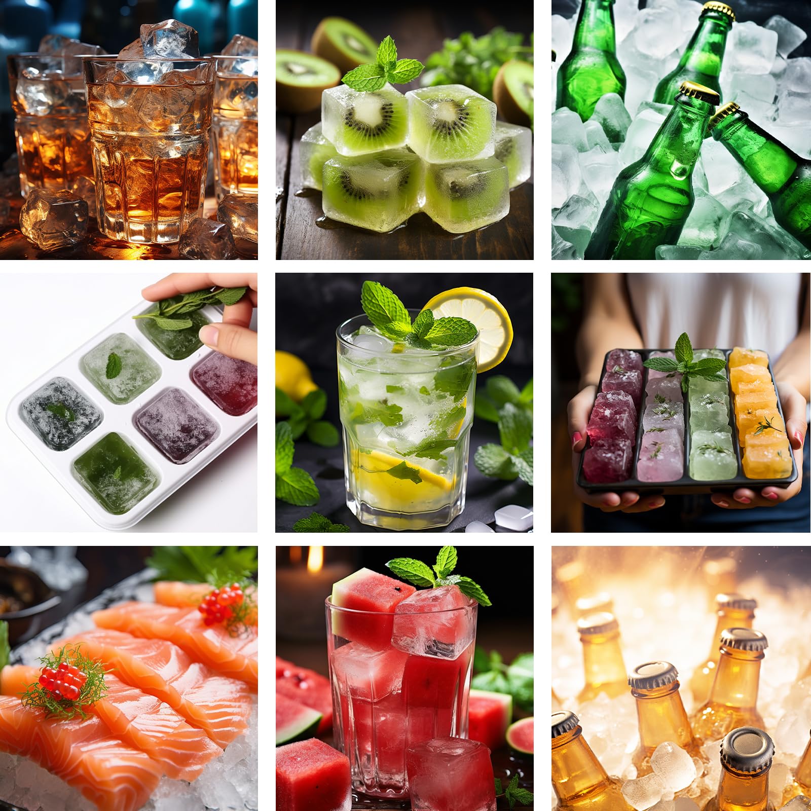 Ice Cube Tray, 4Pcs Silicone Easy-Release 14-Ice Cube Trays for Freezer with Spill-Resistant Removable Lid, Stackable Ice Molds Covers for Cocktails