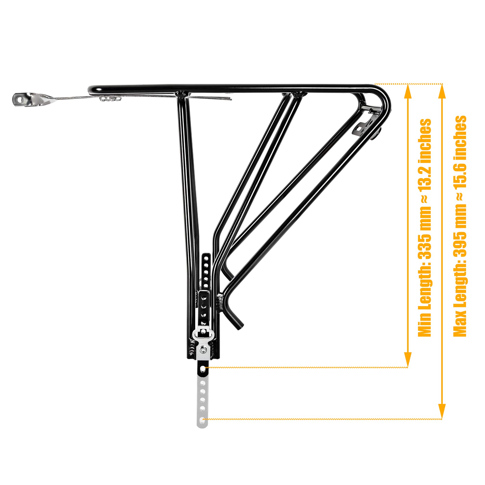 Great for Bikes Without Reserve Mounting Holes -Aluminum Rear Pannier Cargo Bicycle Rack Touring - for Disc & Non Disc Brake Road & Mountain Carrier - Heavy Duty Luggage Bag Max Load 60 lbs