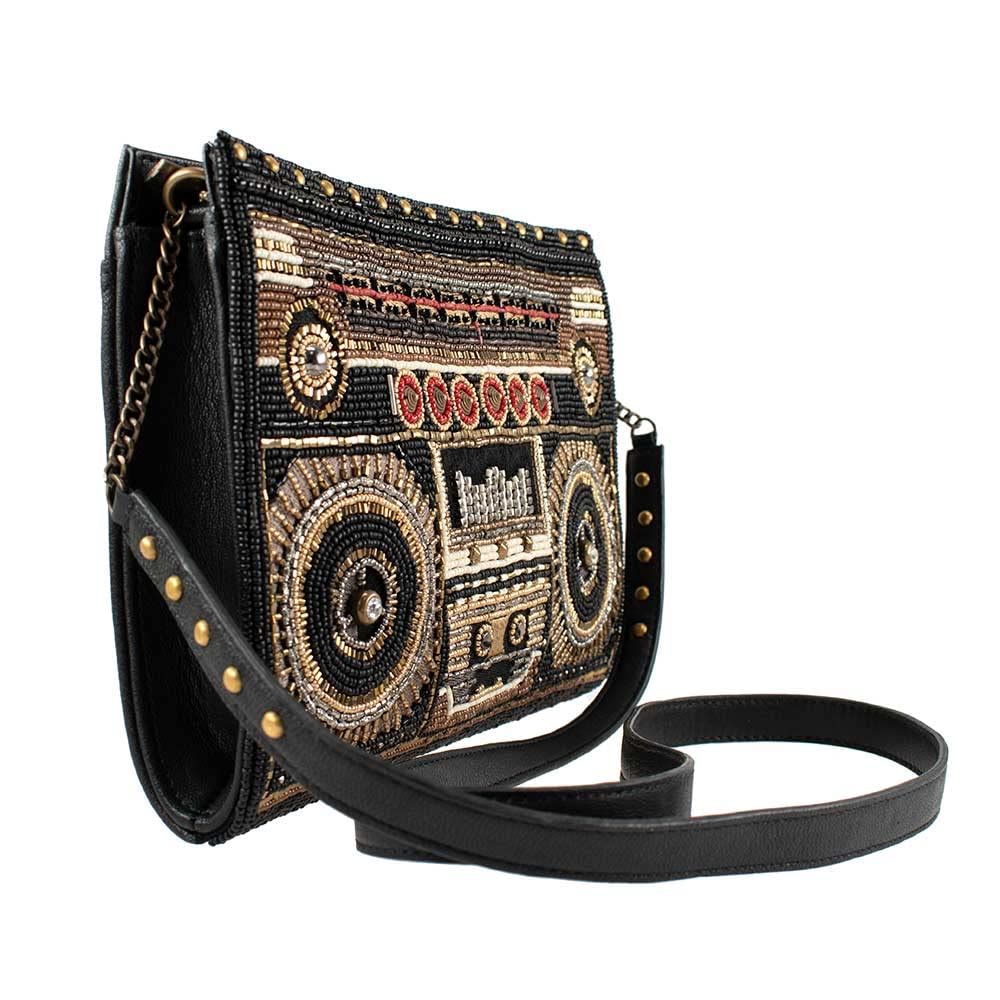 Mary Frances Dialed In Beaded Stereo Music Leather Crossbody Handbag, Multi