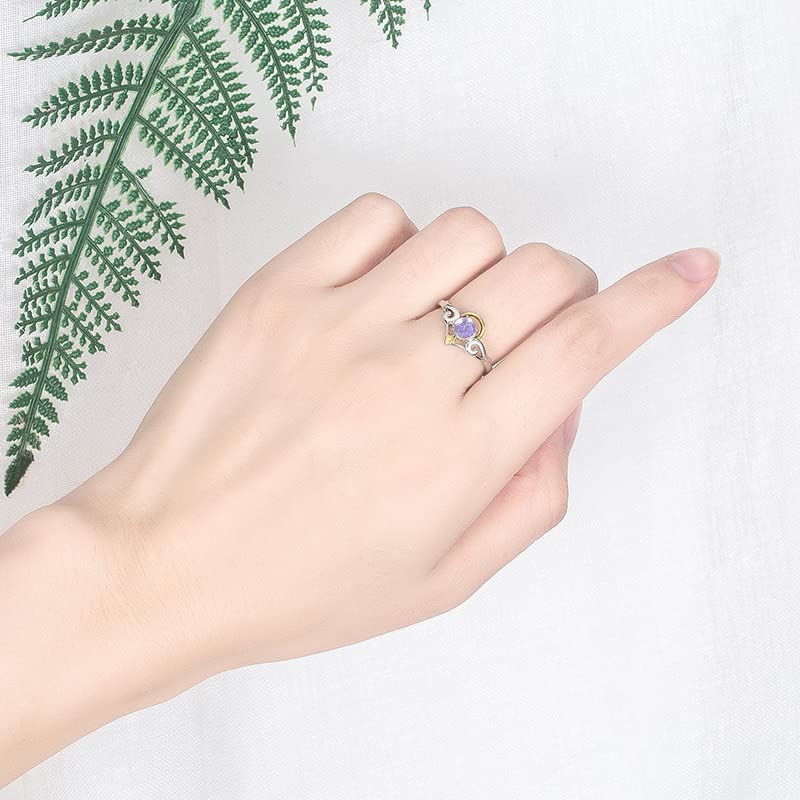 HEIMAXING Angel Devil Moonstone Couple Rings Matching Rings Open Adjustable Promise Rings Gift for Her Him (Silver)