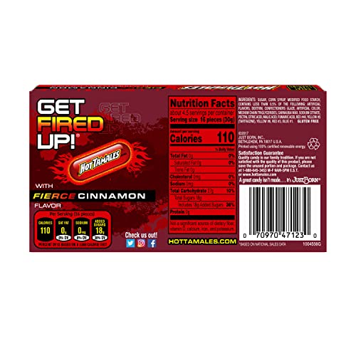 Hot Tamales Fierce Cinnamon Candy, 5oz Theater Box, Pack of 12