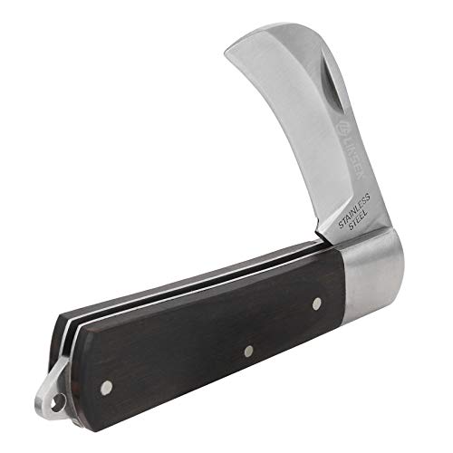 Linsen-outdoor Black Handle Pruning Knife,Grafting Knife, Stainless Steel Garden Budding Knife, Folding Pocket Knife for Grafting Multi Cutting Tool, Weed Bushes Branches Mushroom Diggig Knife