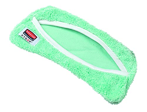 Rubbermaid Commercial HYGEN Quick-Connect Flexible Microfiber Mop Cover-Dust and Dirt, 8-inch, Green, Wet/Drop Mop Frame for Floor Cleaning on Title/Hardwood/Laminate Floors