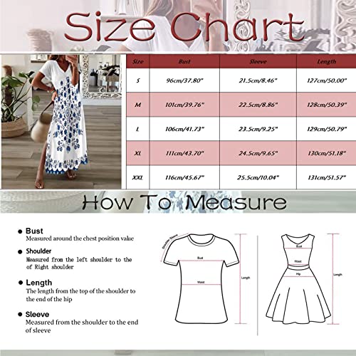 Leather Women Spring Summer Dresses Loose Casual Dress Floral Ink Print Slit Short Sleeve Long Elegant Flowy White