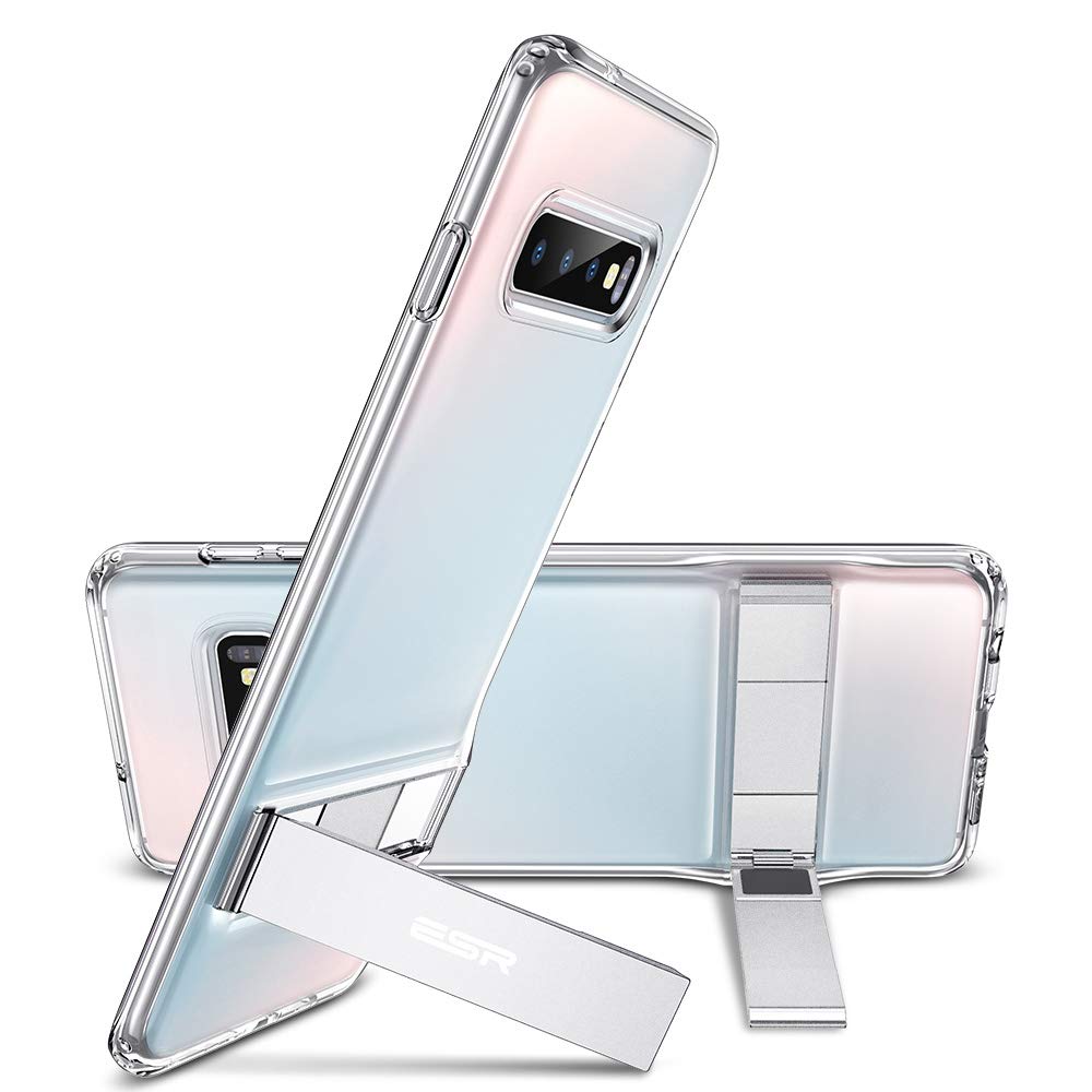ESR Metal Kickstand Case for The Samsung Galaxy S10 Plus, [Vertical and Horizontal Stand] [Reinforced Drop Protection] Hard PC Back with Flexible TPU Bumper for The Samsung Galaxy S10 Plus, Clear