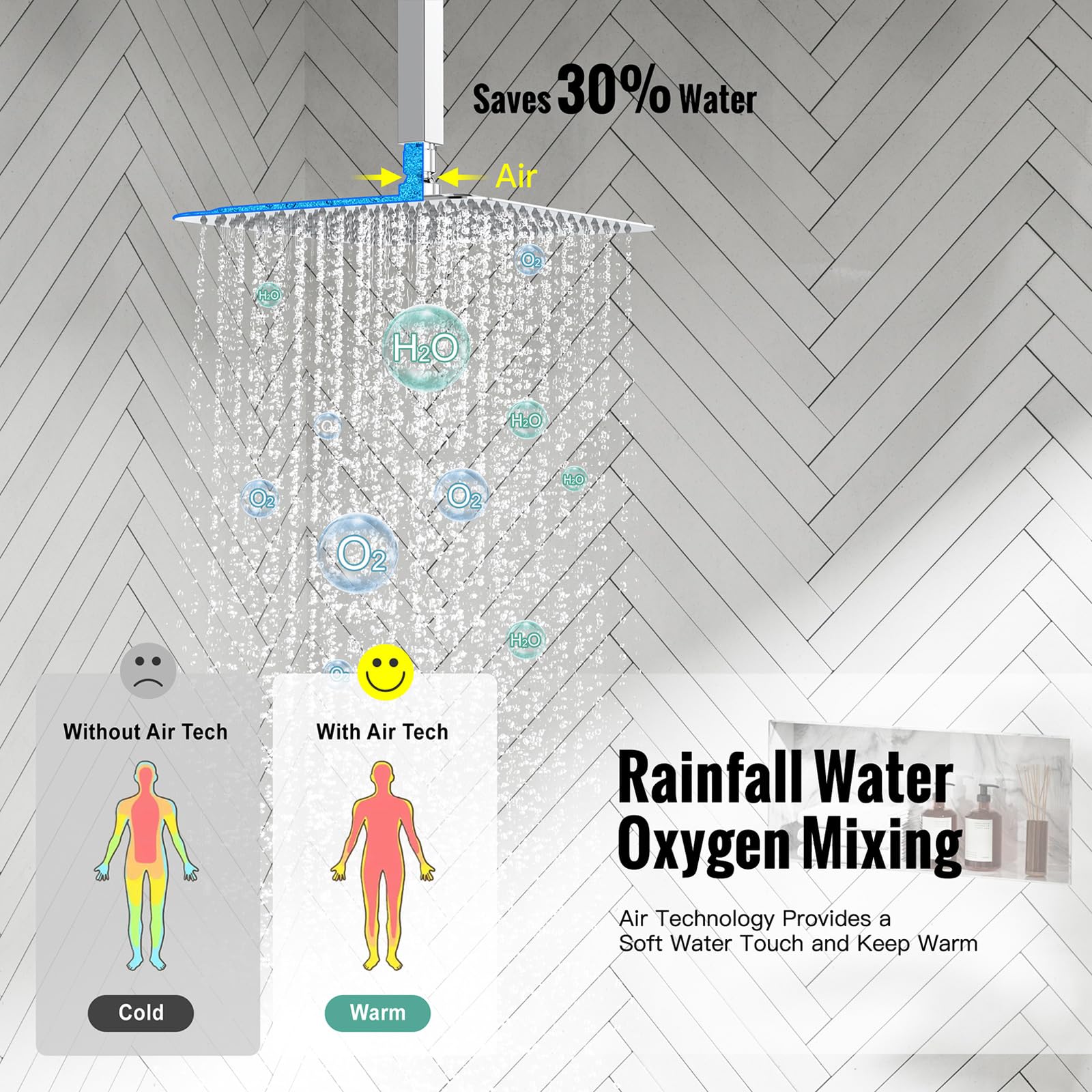 SR SUN RISE SRSH-C1003 Ceiling Mount Bathroom Luxury Rain Mixer Shower Combo Set Rainfall Shower Head System 10 Inch Polished Chrome (Contain Shower Faucet Rough-In Valve Body and Trim)