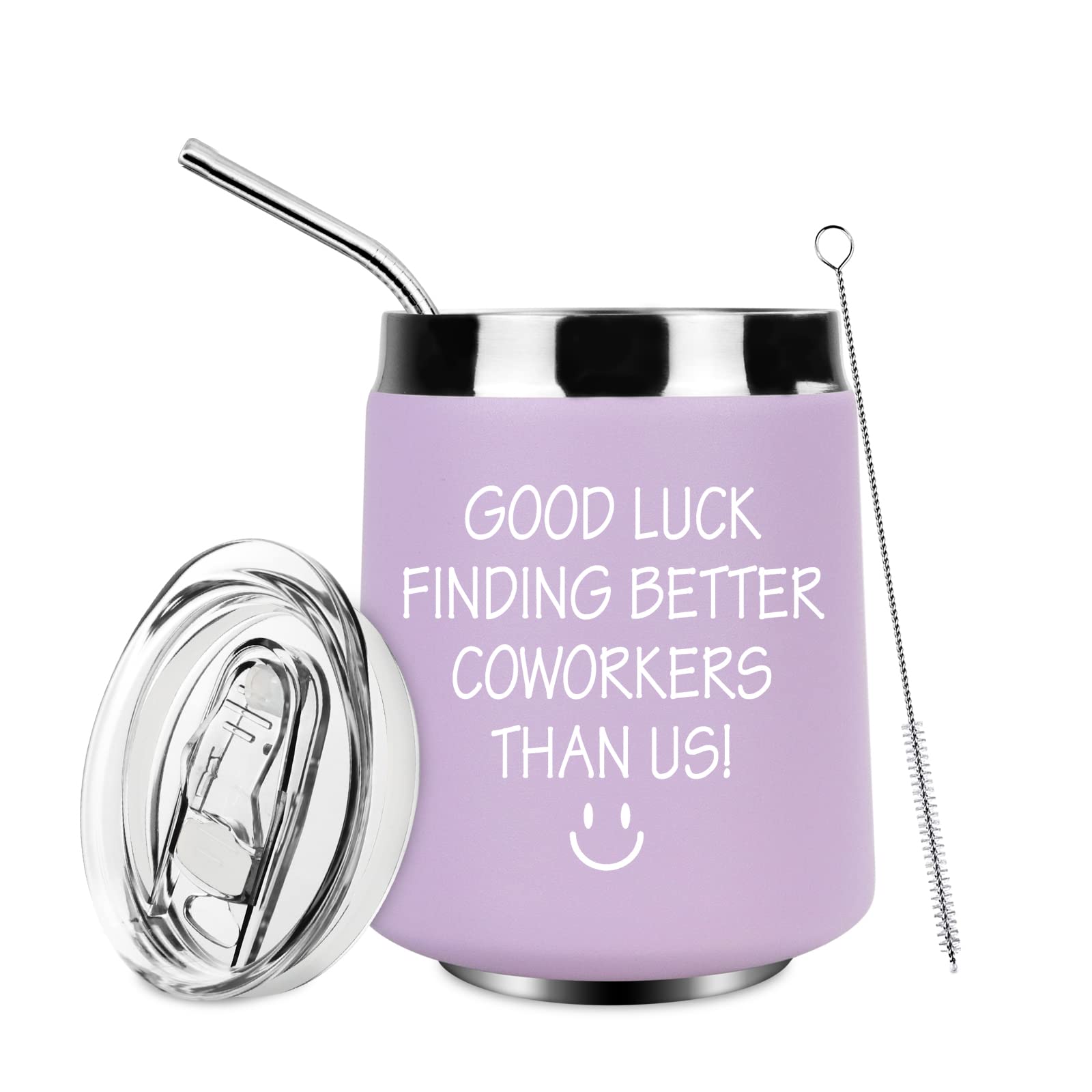 Good Luck Finding Better Coworkers Than Us Stemless Wine Tumbler,Funny Wine Glass for Going Away,Leaving, Farewell, New Job, Women Men Coworkers Colleagues Boss Friends - Wine Tumbler Cup 12ozļ¼Purpleļ¼