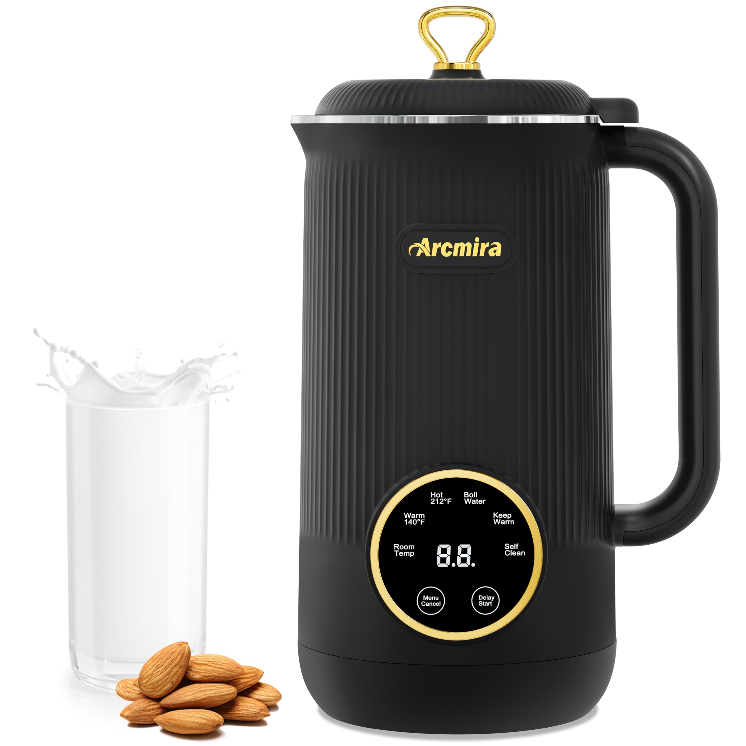Nut Milk Maker, 20 oz(600ml) Homemade Almond, Oat, Soy, Plant-Based Milk and Non-Dairy Beverages, Almond Milk Maker with Delay Start/Keep Warm/Boil Water, Soy Milk Maker with Nut Milk Bag(Green)