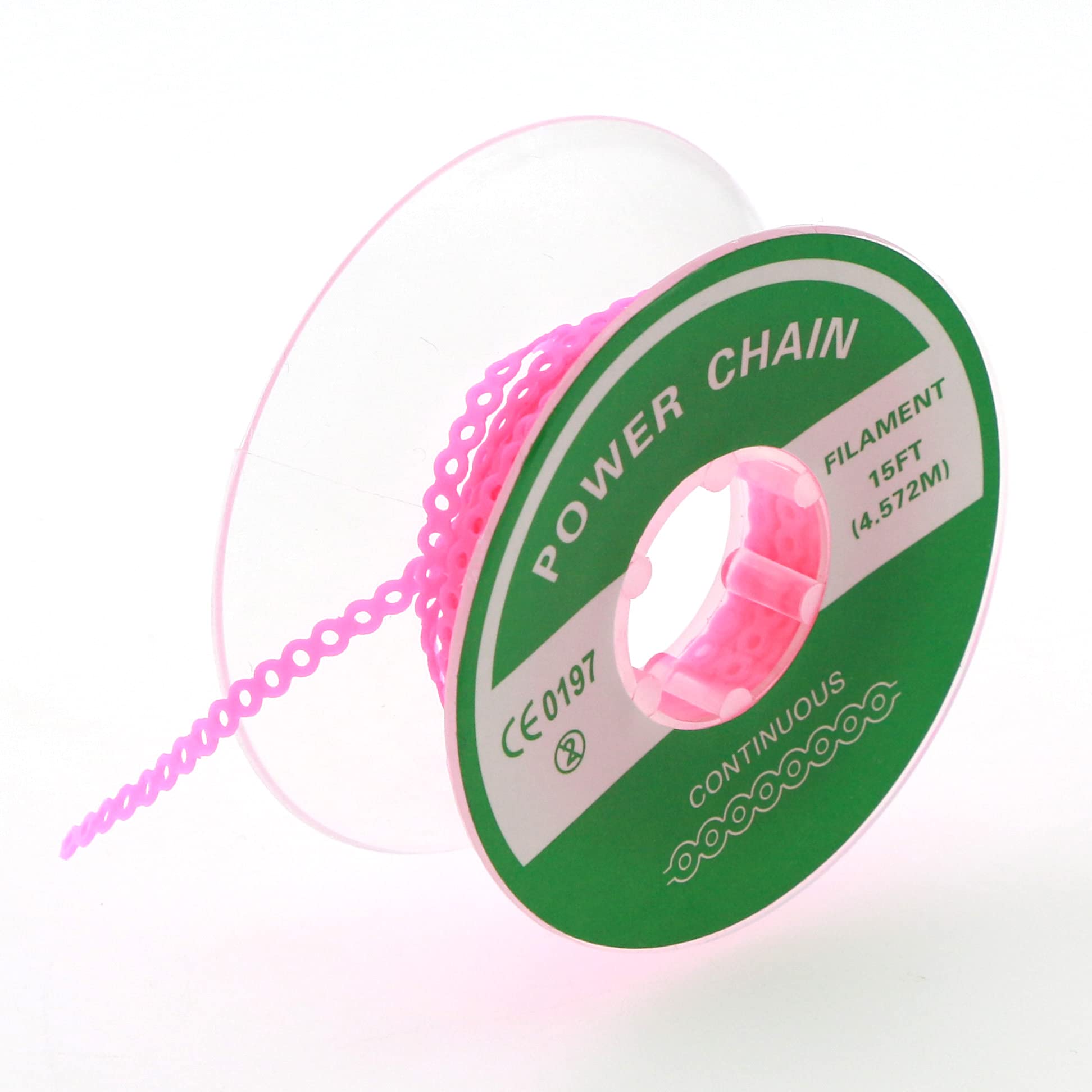 Orthodontic Braces Rubber Chains Power Chains, Dental Rubber Chains Power Chains for Braces,Orthodontic Spool Elastic Rubber Band C/S/L 4.5M (C,Pink)
