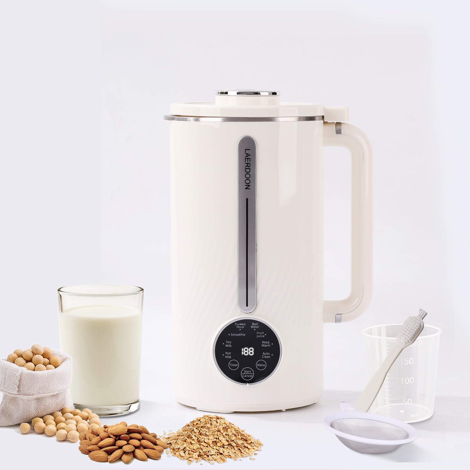 Nut Milk Maker, 34oz Soy Almond Milk Maker with 8 Blades, 8 in 1 Functions Milk Machine Automatic with 12H Timer/Auto-clean/Boil