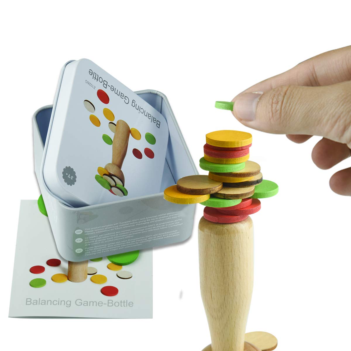 GYBBER&MUMU Mini Balancing Game Bottle Wooden Desktop Classic Tabletop Toy 21 Pcs