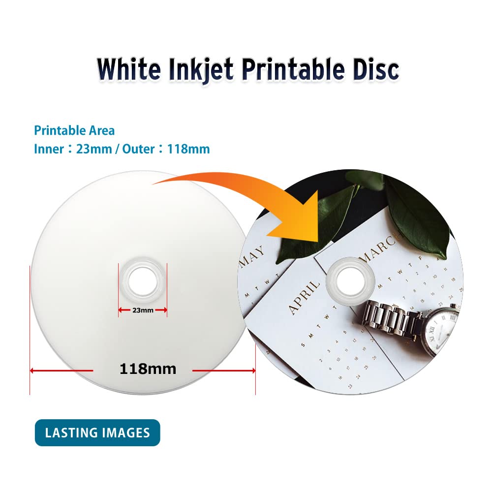 PlexDisc 95079 DVD-R 4.7GB 16X White Inkjet Hub Printable - 100pk Spindle Frustration Free Packaging, 100 Disc