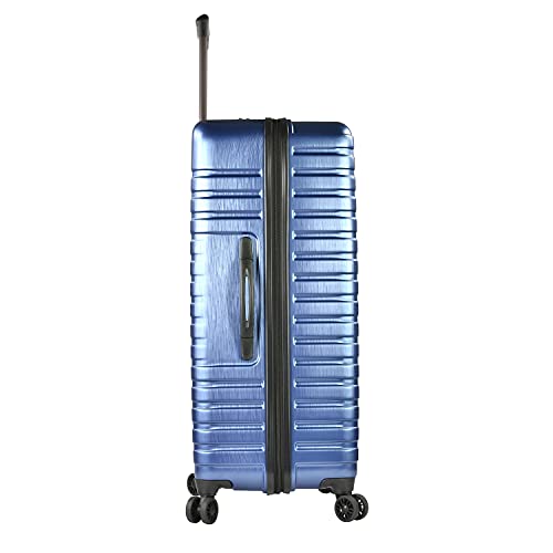 U.S. Traveler Boren Polycarbonate Hardside Rugged Travel Suitcase Luggage with 8 Spinner Wheels, Aluminum Handle, Navy, Checked-Large 30-Inch