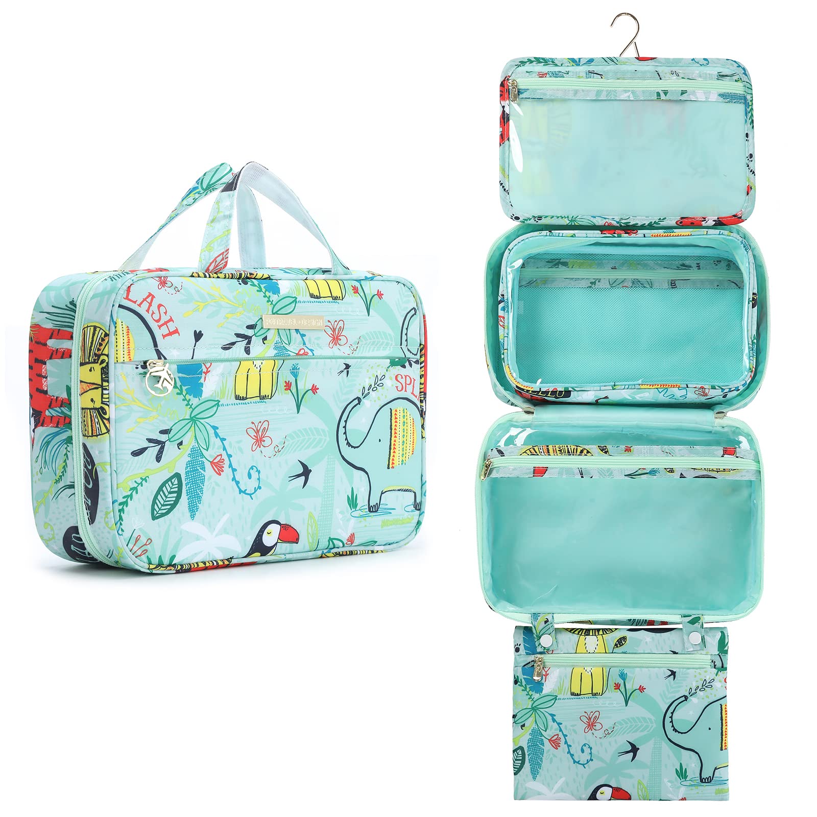 Lychii Hanging Toiletry Bag, Travel Makeup Organizer Cosmetic Case Unisex for Bathroom Shower, Large - Cat Printed
