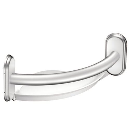 Moen LR2354DCH 9-Inch Curved Bathroom Grab Bar with Integrated Corner Shelf, Chrome