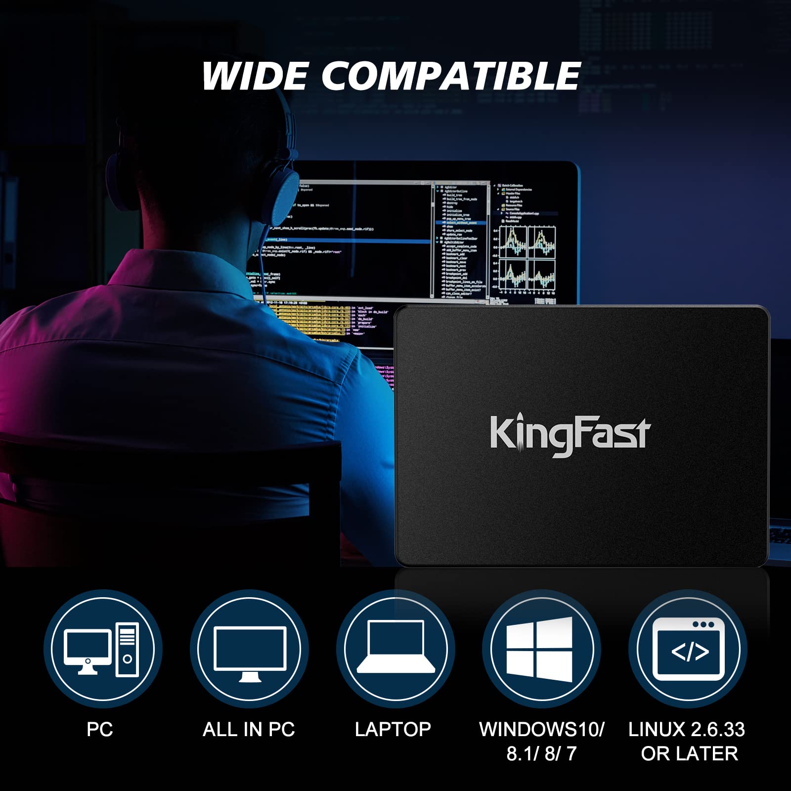 KingFast 512GB SSD SATA III 2.5 Inch Internal SSD - 6 Gb/s SSD Internal Hard Drive Up to 550 MB/s Compatible with Laptop & PC Desktop