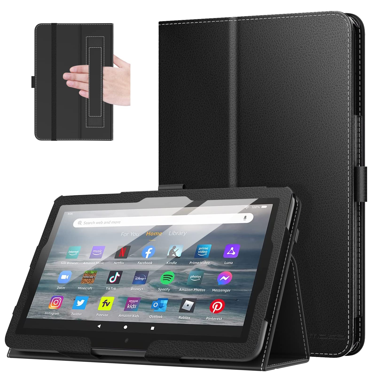 Moko Case Compatible with Amazon All-New Kindle Fire 7 Tablet (2022 Release-12th Generation) Latest Model 7" - Slim Folding Stand Cover with Auto Wake/Sleep, Black