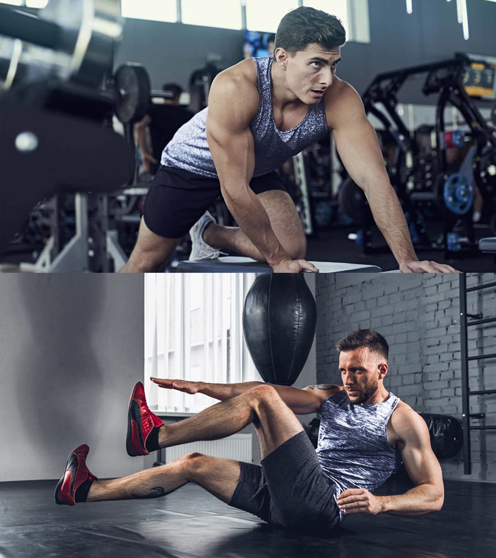 LecGee Gym Stringer Tank Tops for Men 3 Pack Y-Back Training Bodybuilding T-Shirts Dry Fit Workout Muscle Tee