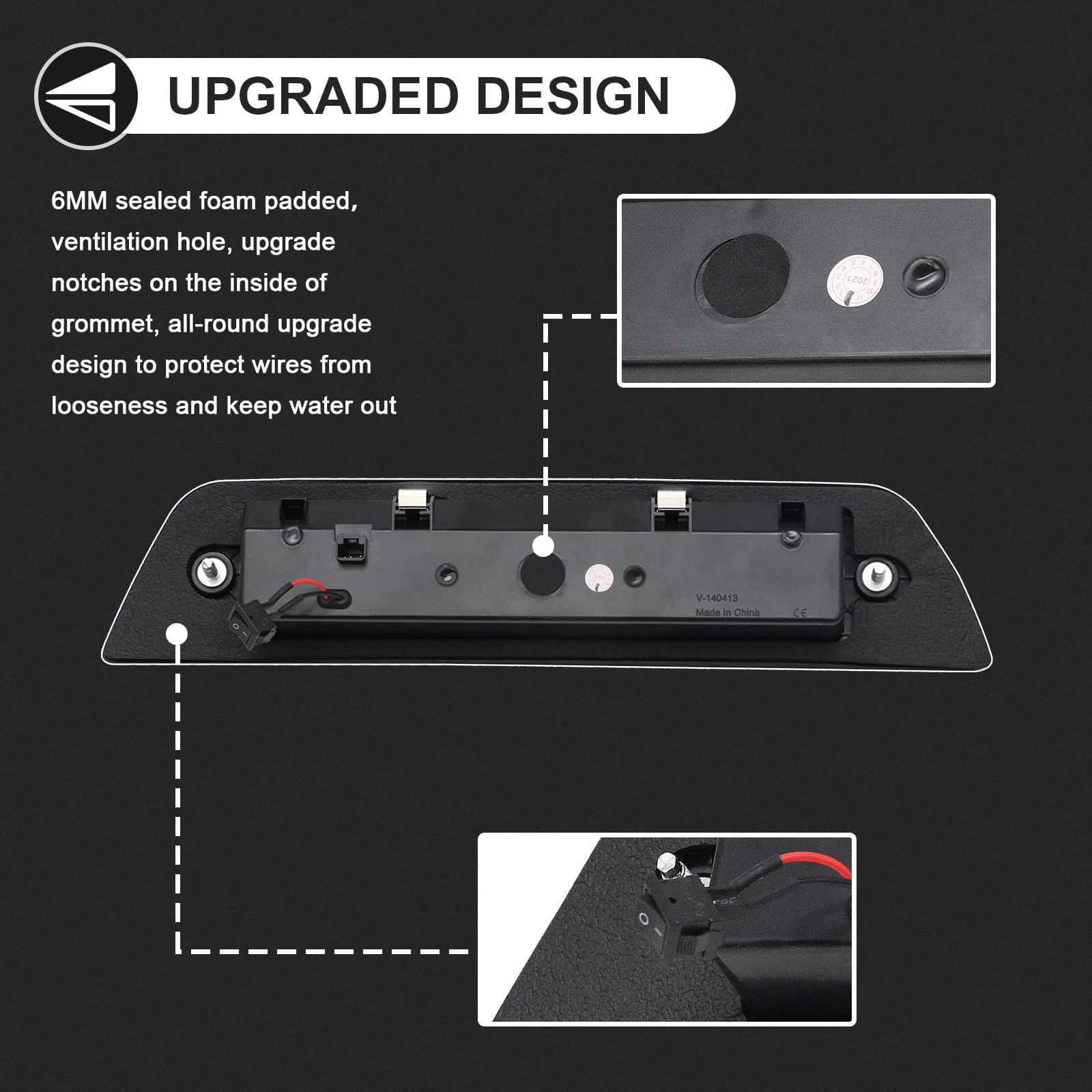 LED Third 3rd Brake Light Lamp for 2016 2017 2018 2019 2020 2021 2022 Tacoma Double Cab, Smoked Lens High Mount Stop Brake Light