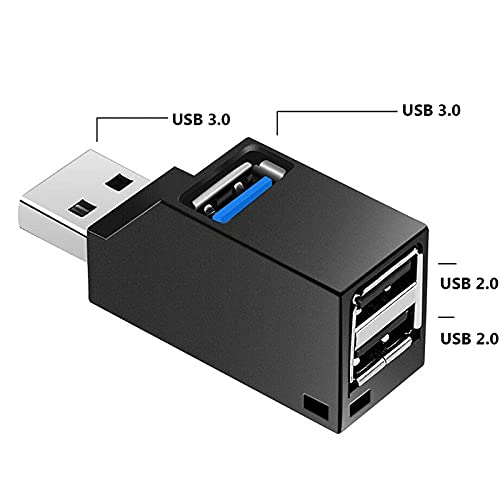 KJHD USB 3.0 Adapter Extender Mini Splitter Box 3 for PC Laptop Mobile Phone High Speed U Disk Reader (Color : Black)