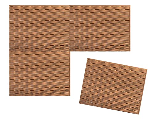 Retro-Art 3D Backsplash Wall Panels for Kitchen, Pack of 10, Geometric Woven Pattern in Bronze Gold, PVC, 24.5 x 18.5, Cover 31.48 sq.ft. 703526