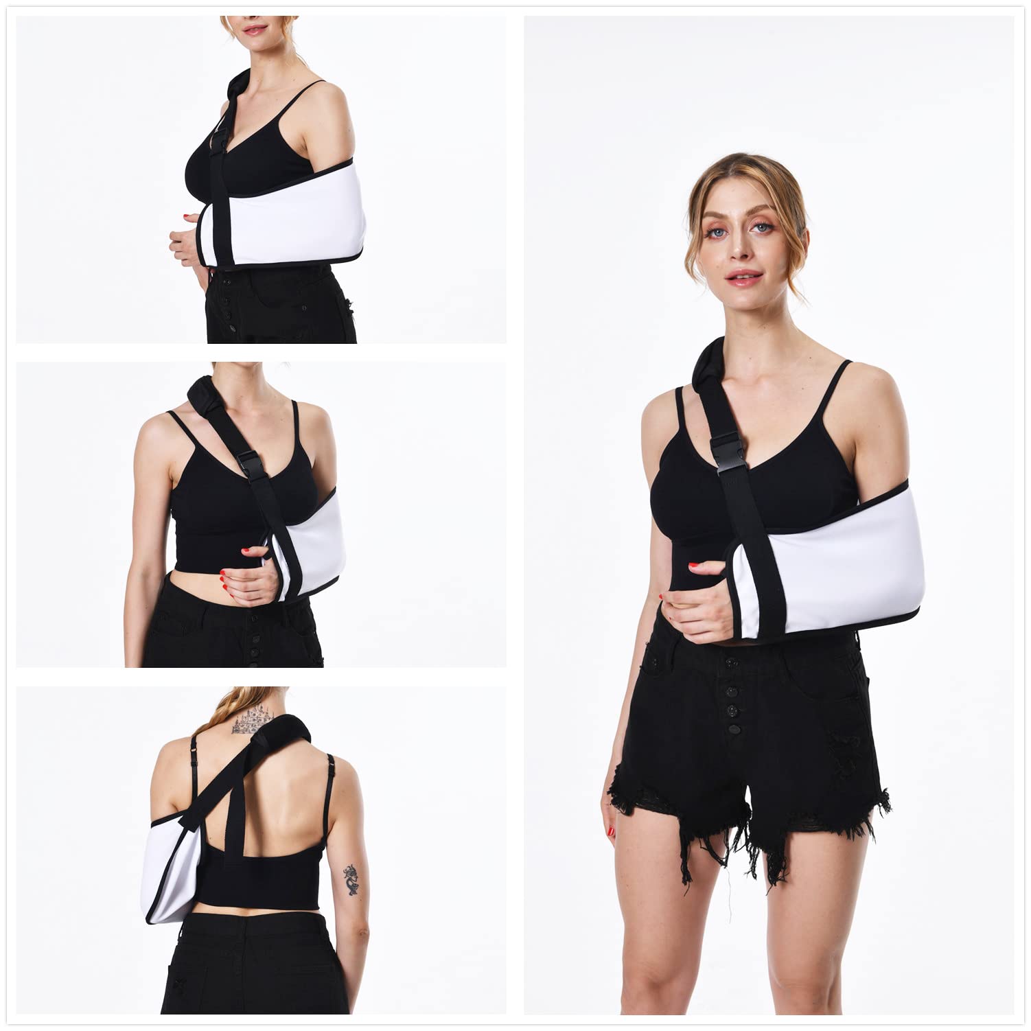 Ledhlth Breathable Arm Sling Black White for Broken Arm Men Women Youth Sling for Shoulder Injury Soft Adults Sling for Torn Rotator Cuff Comfortable Elbow Wrist Sling for Dislocated Shoulder