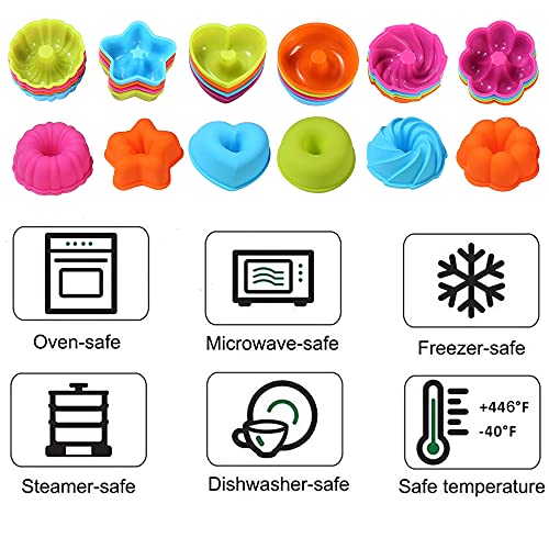 To encounter 24Pack Silicone Molds, Nonstick 2 3/4 inches Donut Mold, Baking Cups, Donut/ Bagel Pan, Muffin, Jello, Oven- Microwave- Dishwasher Safe