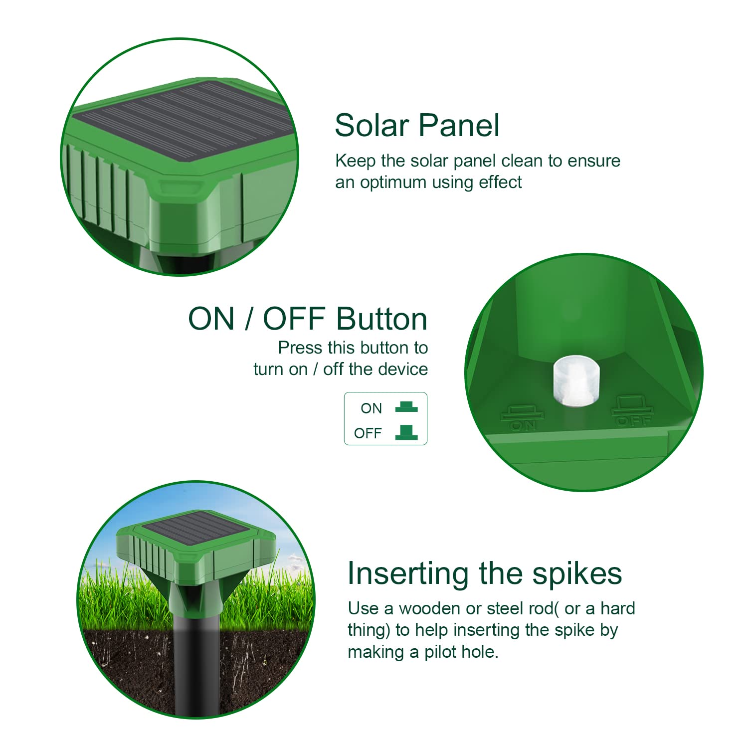 Mole Repellent for Lawns Solar Powered,8 Packs Gopher Repellent Vole Snake Repellent Ultrasonic Waterproof Get Rid of Moles in Your Yard (8)