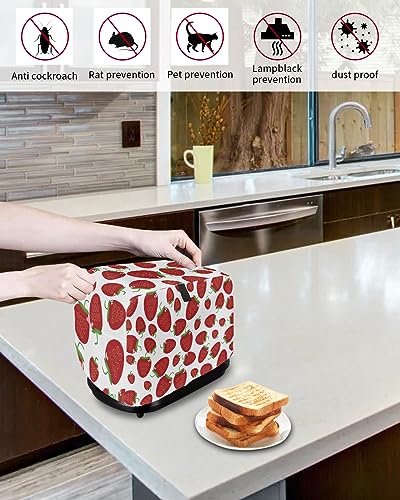 Toaster Cover, 4 Slice Toaster Cover Strawberry Pattern Kitchen Small Appliance Covers, Dust and Machine Washable Bread Maker Cover (12w X 11d X 8h)
