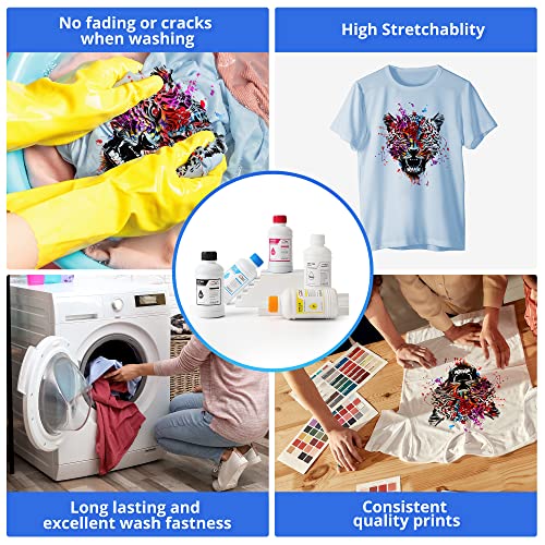 NGOODIEZ DTF Ink Refill for DTF Printer Conversion Kit Direct to Film Printing on T-Shirt (5x250 ml)