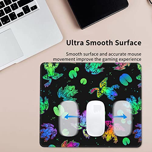Water Lily Leaves and Frogs Mouse Pad with Stitched Edges Laptops Keyboard Mouse Mat Desk Pad Gaming Mouse Pad