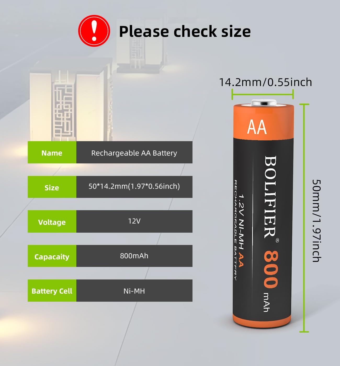 Kruta NiMH Rechargeable AA Batteries, 1.2V 800mAh Rechargeable AA Solar Batteries for Outdoor Solar Lights and Household Devices, Pre-Charged (AA Pack 8)