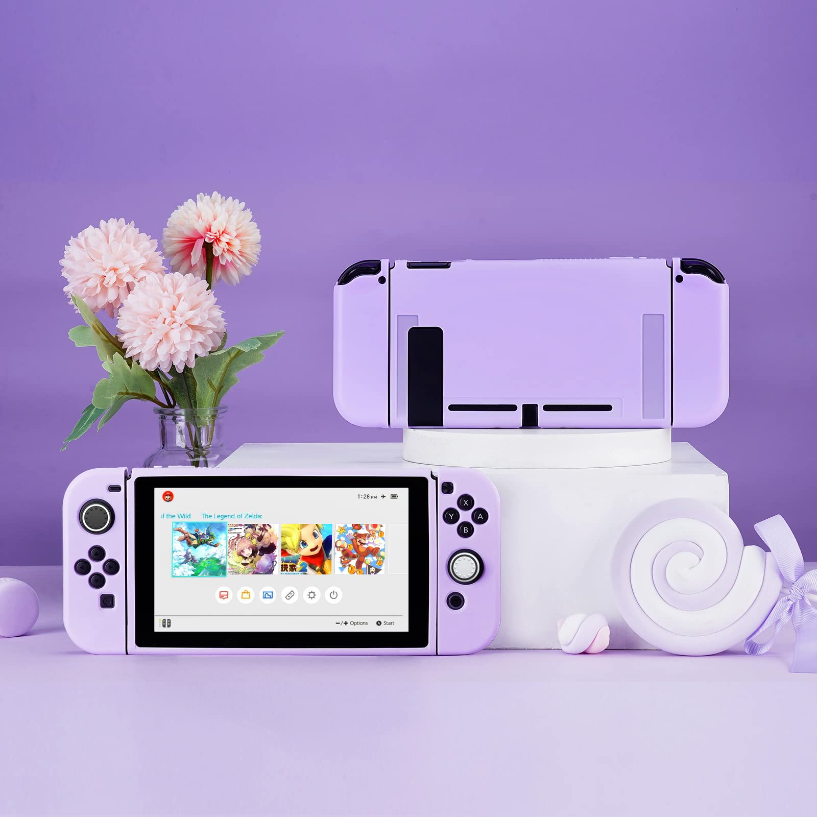JINGDU Protective Case Compatible with Nintendo Switch Console(Released in 2017), Dockable Cover Accessories for Switch Standard Console and Grip Joy-Con,Skull