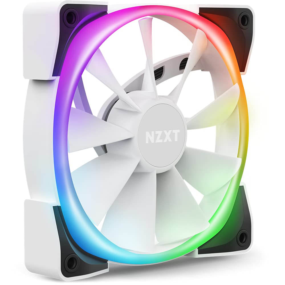 NZXT Kraken X63 RGB 280mm - RL-KRX63-RW - AIO RGB CPU Liquid Cooler, White & AER RGB 2-120mm - HF-28120-BW - Advanced Lighting Customizations - Winglet Tips - Fluid Dynamic Bearing - White