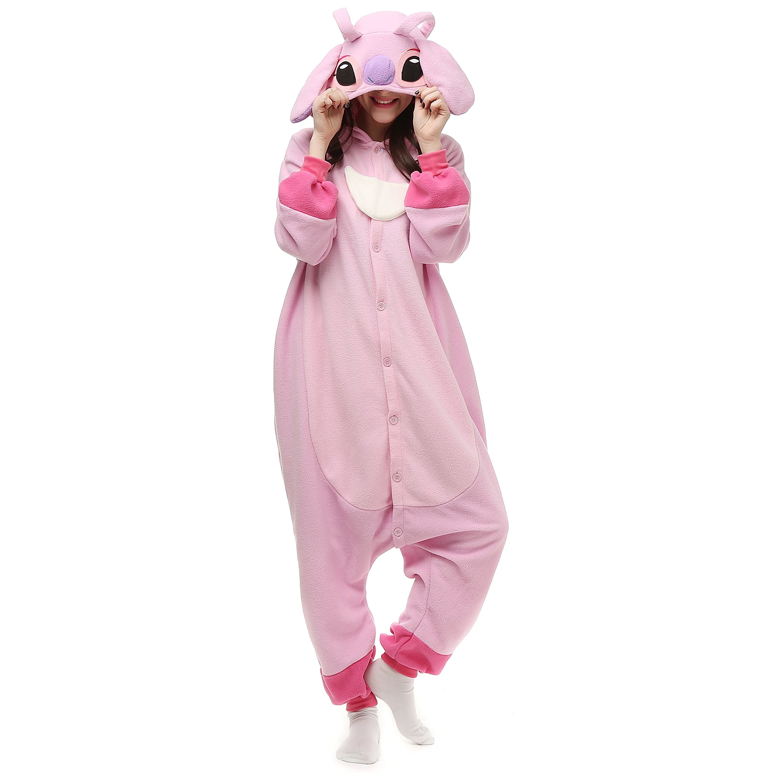 Etoson Stitch Onesie Cosplay Halloween Costume Unisex Animal Pajama,Stitch-pink,L