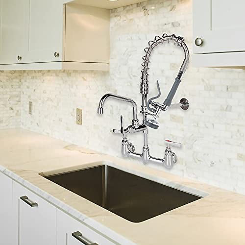 KWODE Pre Rinse Hose with Sprayer Valve 44 Inch Hose with Sprayer Head Replacement Kit Commercial Sink Sprayer Hose for Kitchen Sink Faucet (Free Brass Adapter to Connect Add-on Swivel Spout)