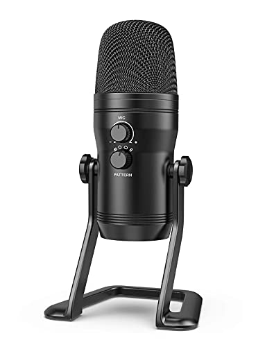FIFINE USB Studio Recording Microphone Computer Podcast Mic for PC, PS4, Mac with Mute Button & Monitor Headphone Jack, Four Pickup Patterns for Vocals YouTube Streaming Gaming ASMR Zoom-Class (K690)