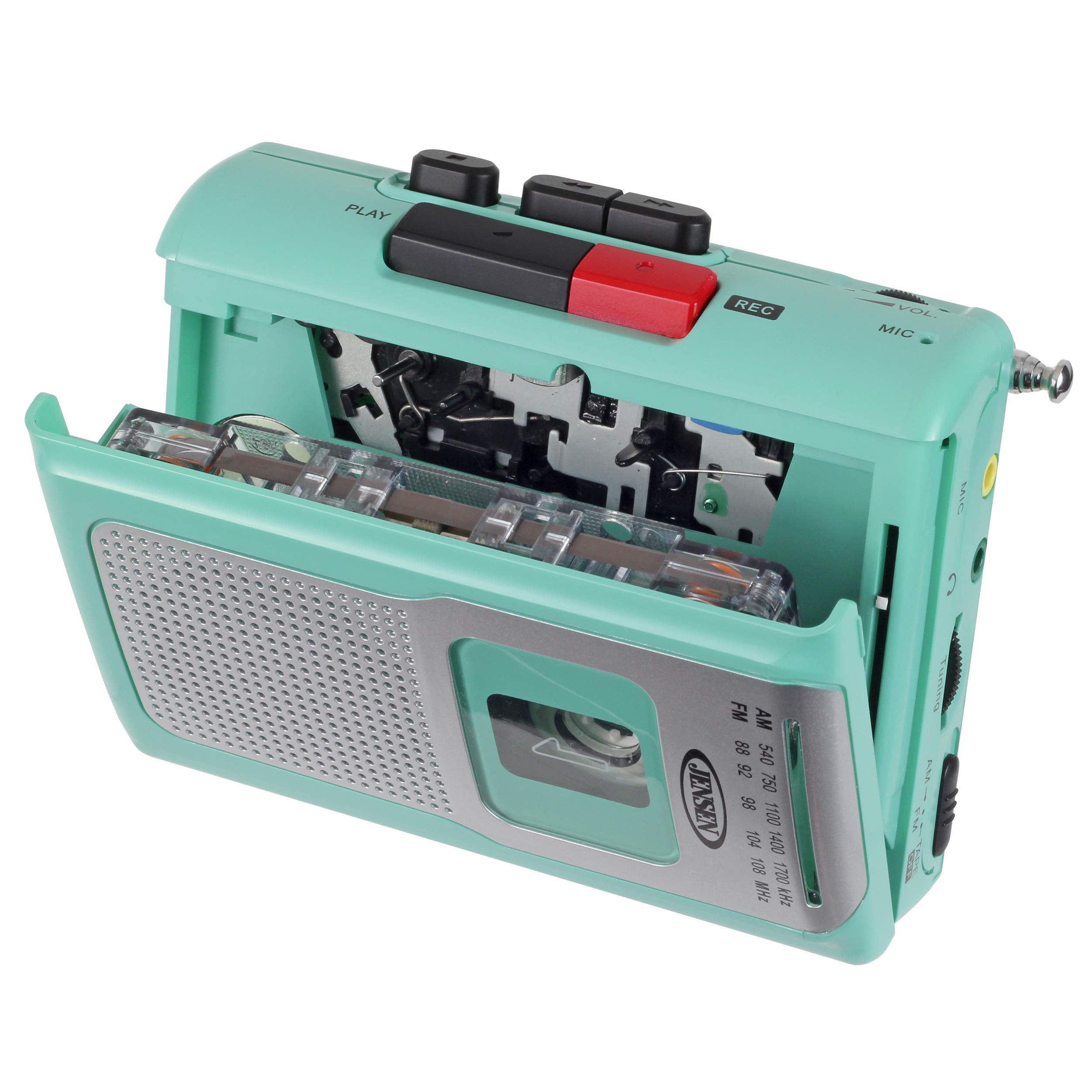 Jensen CR-100 Retro Portable AM/FM Radio Personal Cassette Player Compact Lightweight Design Stereo AM/FM Radio Cassette Player/Recorder & Built in Speaker (Teal Limited Edition)