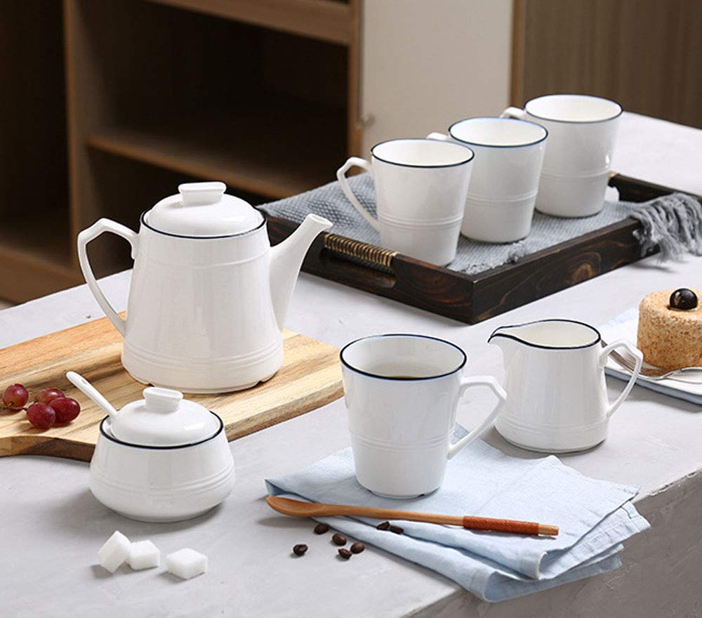 FUYU Simple White Ceramic Creamer with Handle, Coffee Milk Creamer Pitcher